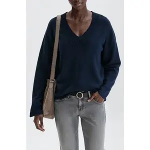 Mango Relaxed Fit V-neck Cotton Sweater
