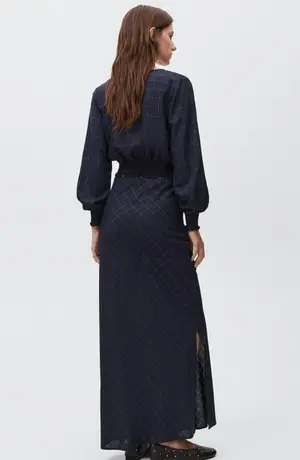 Mango Metallic Plaid Maxi Skirt