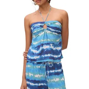 Mango Tie-dye Cutout Halter Top