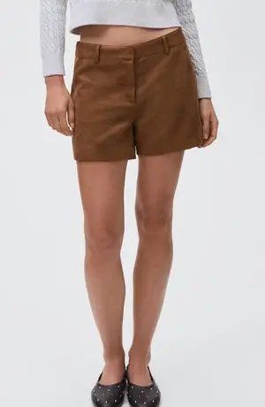 Mango Faux Suede Low-waist Shorts