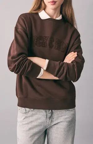 Mango Embroidered Crewneck Sweatshirt