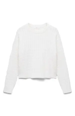 Mango Cable Cotton-blend Sweater - White
