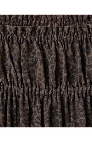 Mango Leopard Print Shirred Mini Skirt