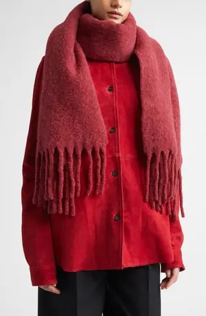 TOTEME Fuzzy Alpaca Blend Scarf - Red