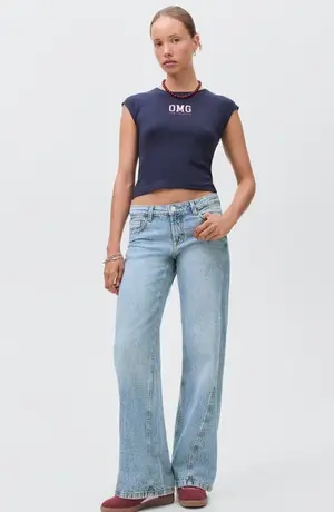 Mango Low Rise Wide Leg Jeans