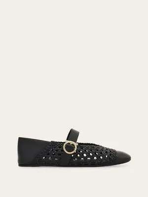 FERRAGAMO Gancini Buckle Ballet Flats - Black