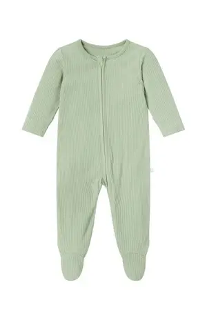 MORI Ribbed Two-way Zip-up Sleepsuit - Sage