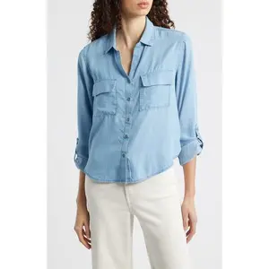BEACHLUNCHLOUNGE Fiorella Long Sleeve Shirt - Light Wash