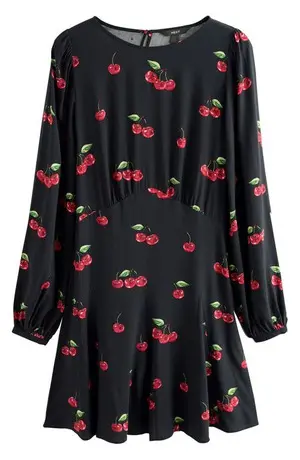 NEXT Cherry Print Long Sleeve Minidress