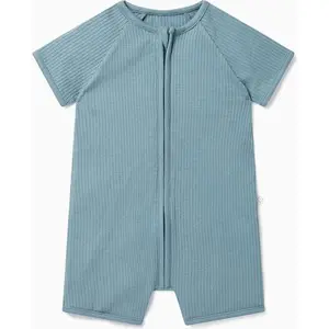 MORI Ribbed Two-way Zip-up Sleepsuit - Sky
