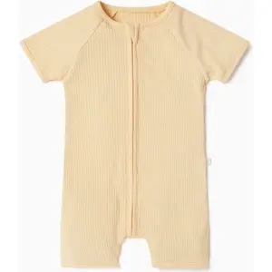 MORI Ribbed Two-way Zip-up Sleepsuit - Yellow