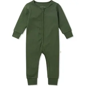MORI Ribbed Two-way Zip-up Sleepsuit - Pine