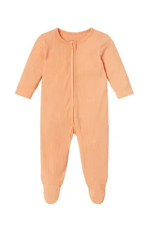 MORI Ribbed Two-way Zip-up Sleepsuit - Orange