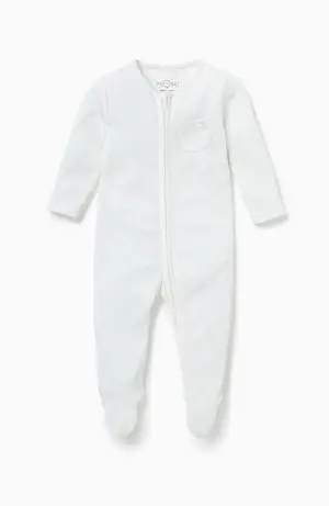 MORI Two-way Zip-up Sleepsuit - White