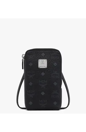 Mcm Aren Phone Pouch In Visetos - Black