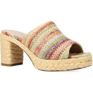 Pelle Moda Capree Espadrille Platform Slide Sandal - Beige Multi