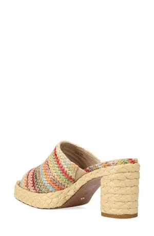 Pelle Moda Capree Espadrille Platform Slide Sandal - Beige Multi