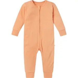 MORI Ribbed Two-way Zip-up Sleepsuit - Orange