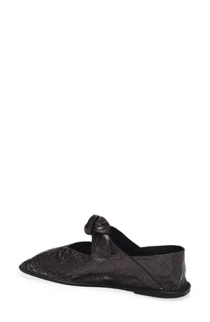 Hereu Llasada Crinkled Square Toe Flat - Pewter