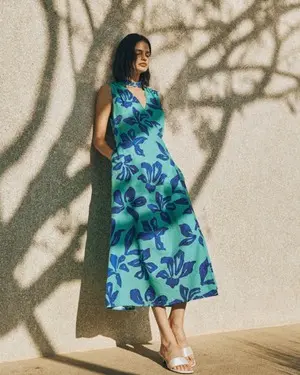 LOST PATTERN Tropical Print Maxi Dress