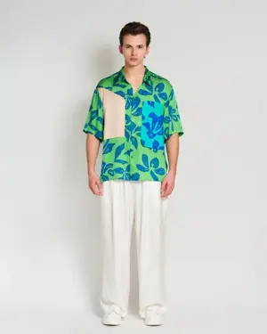 LOST PATTERN Tropical Bliss Patchwork Oversized Hawaii Shirt