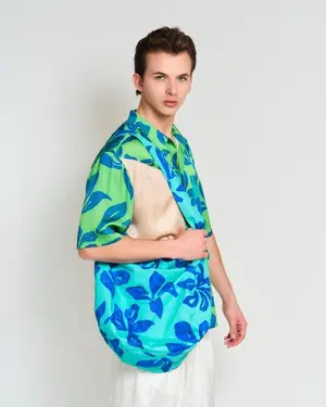 LOST PATTERN Tropical Bliss Patchwork Oversized Hawaii Shirt