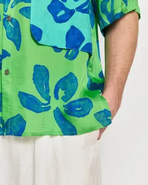 LOST PATTERN Tropical Bliss Patchwork Oversized Hawaii Shirt