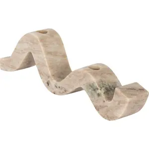 STORIED HOME Marble Wave Double Taper Candle Holder - White