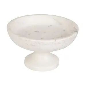 STORIED HOME Marble Footed Bowl - White