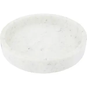 STORIED HOME Minimalist Round Carved Marble Tray Or Charcuterie Board - White