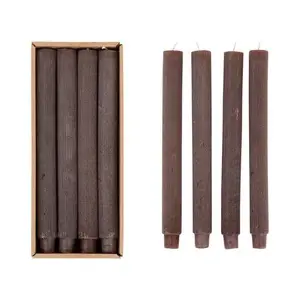 STORIED HOME Unscented Pleated Taper Candles In Box - Brown