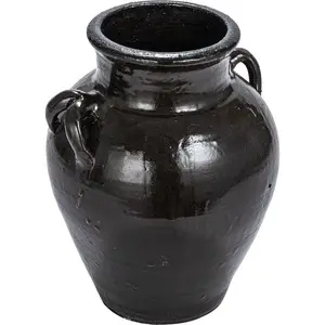 STORIED HOME Found Decorative Clay Jar - Black