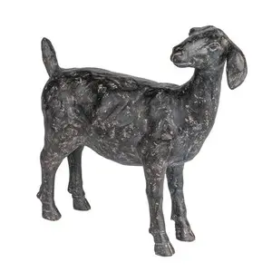 STORIED HOME Resin Standing Goat Accent Décor With Cast Iron Finish - Black