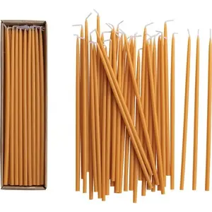 STORIED HOME 36-piece Unscented Thin Taper Candles In Box - Tan