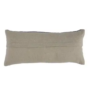 STORIED HOME Cotton Velvet Embroidered Lumbar Pillow With Beetles And Chambray Back
