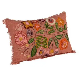 STORIED HOME Floral Whisper Lumbar Pillow - Pink