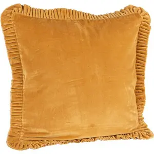 STORIED HOME Velvet Ruffled Square Pillow - Yellow