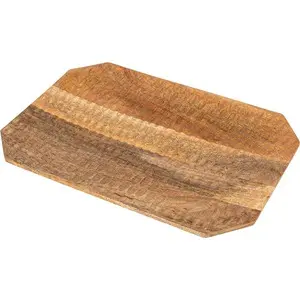 STORIED HOME Carved Mango Wood Tray - Natural
