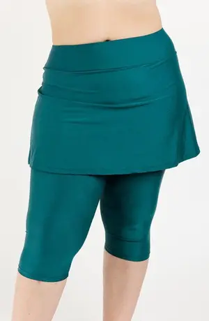 CALYPSA Skirted Swim Capris - Dark Jade
