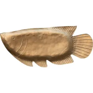 STORIED HOME Metal Fish Shaped Tray - Gold