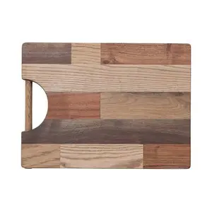 STORIED HOME Acacia, Pine And Mango Wood End Grain Cheese/cutting Board With Handle - Natural