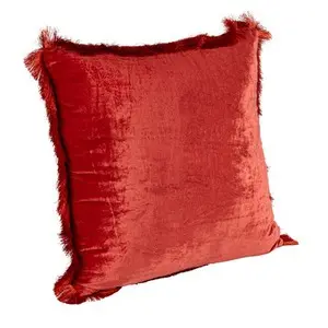 STORIED HOME Bliss Eyelash Fringe Pillow - Red