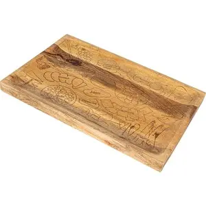STORIED HOME Mango Wood Cheese And Serving Board With Laser Etched Charcuterie Spread - Natural