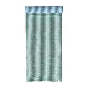 STORIED HOME Woven Cotton Reversible Striped Table Runner - Blue