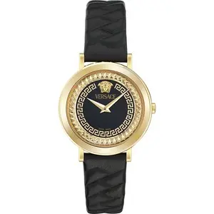Versace Delphinus Leather Strap Watch - Yellow Gold