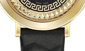 Versace Delphinus Leather Strap Watch