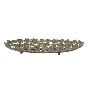 STORIED HOME Cast Aluminum Flower Tray With Cut-outs - Gold