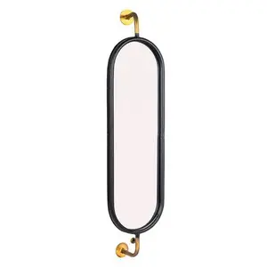STORIED HOME Oval Metal Framed Wall Mirror With Brackets - Metallic
