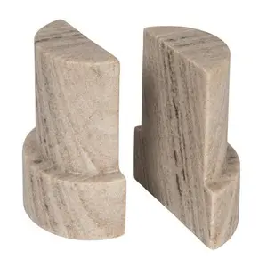 STORIED HOME 2-piece Marble Bookends - Beige