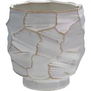 STORIED HOME Stoneware Planter/vase With Reactive Glaze - Cream